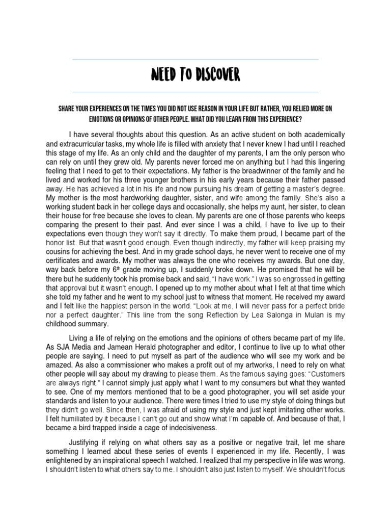 (Hannah Legaspi) Need To Discover & Guided Learning | PDF | Self-Improvement