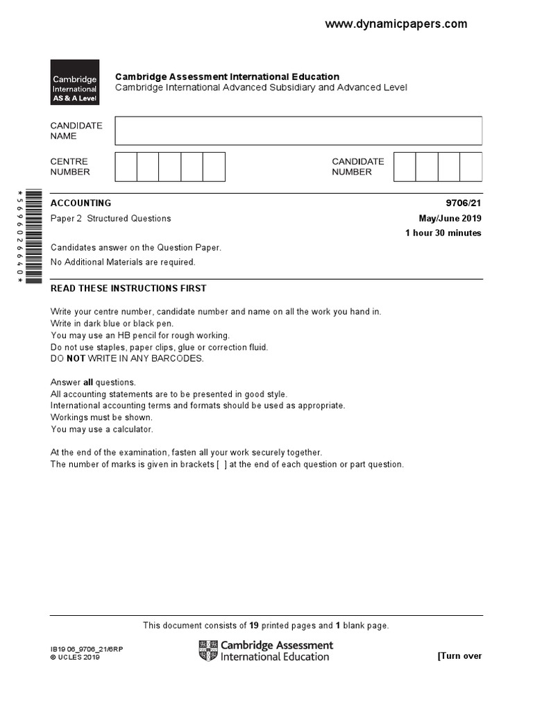 Cambridge International Advanced Subsidiary and Advanced Level ...