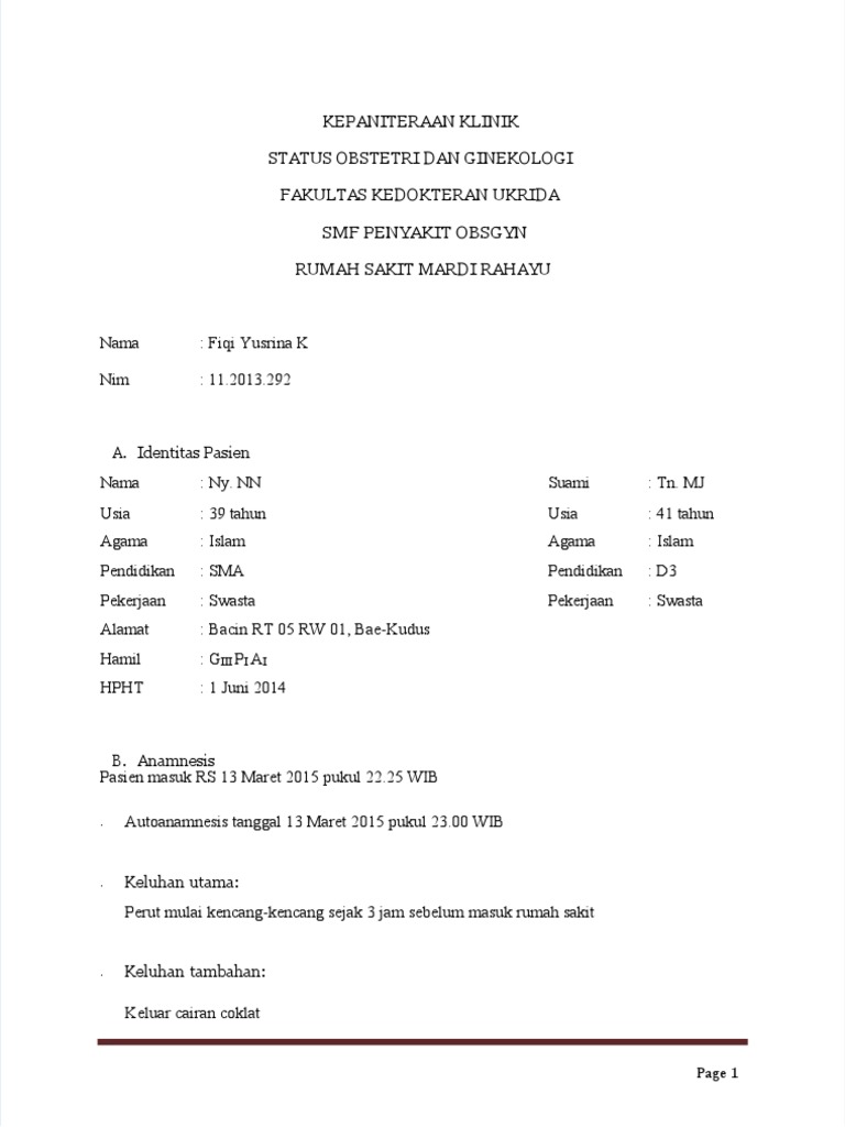 Penanganan Partus Macet pada Ibu Hamil | PDF | Kesehatan Holistik ...