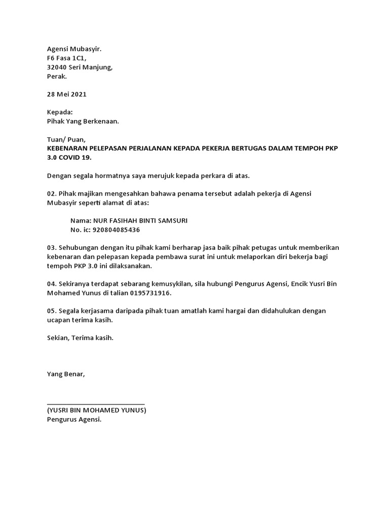 Surat Kebenaran Bekerja | PDF