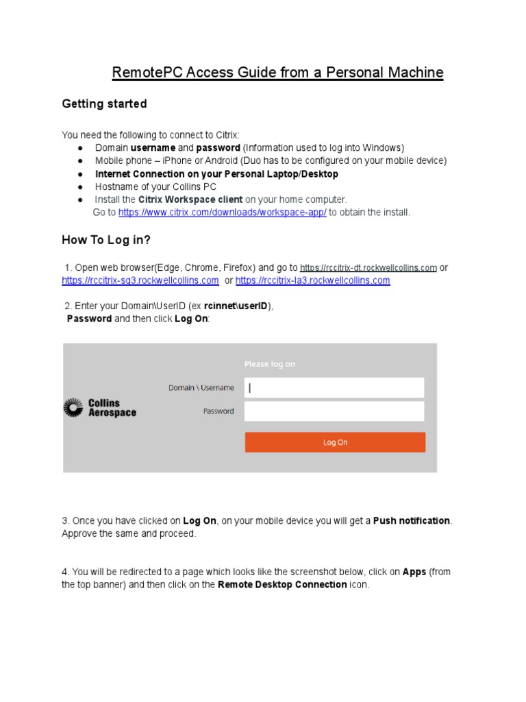 RemotePC Connectivity Through Citrix | PDF