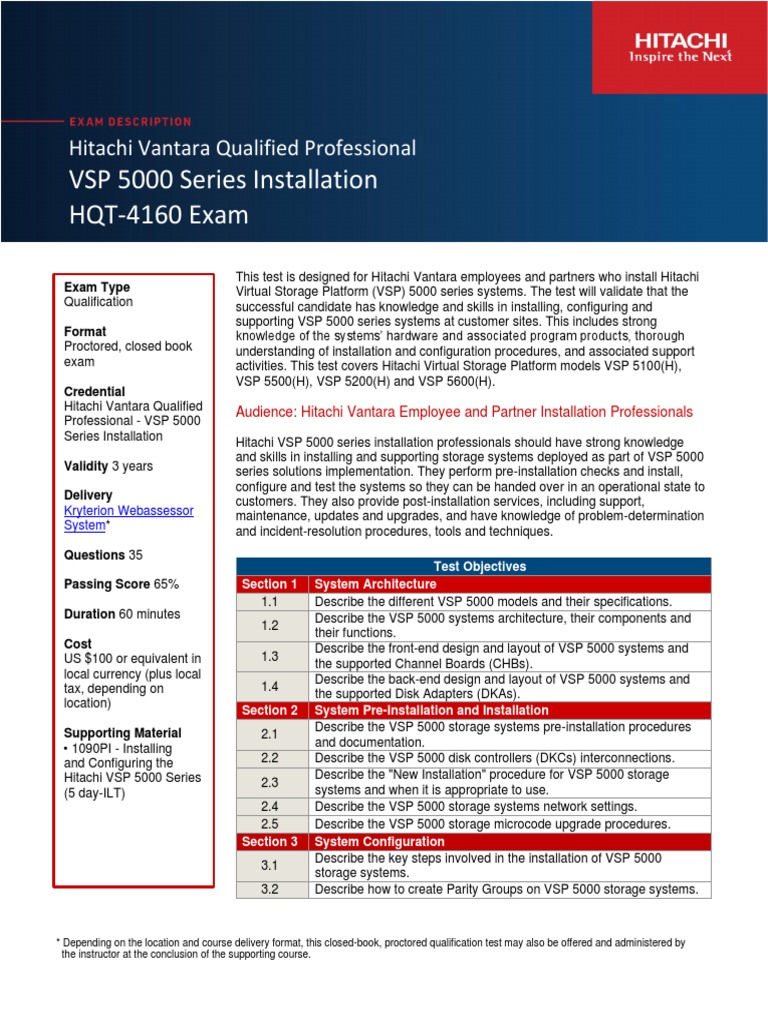 VSP 5000 Series Installation HQT 4160 Test | PDF