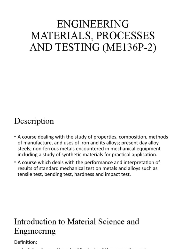 Engineering Materials and Testing Overview | PDF | Chemical Bond ...