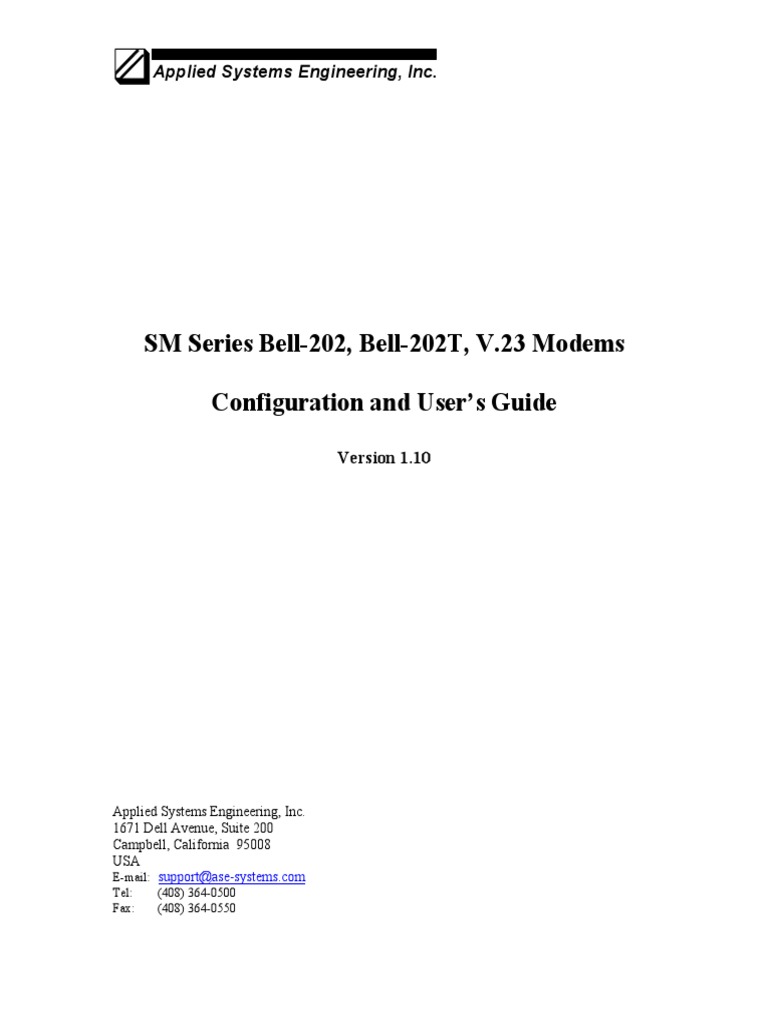 Bell 202 Modem Users Guide Rev 1.10 | PDF | Duplex (Telecommunications ...