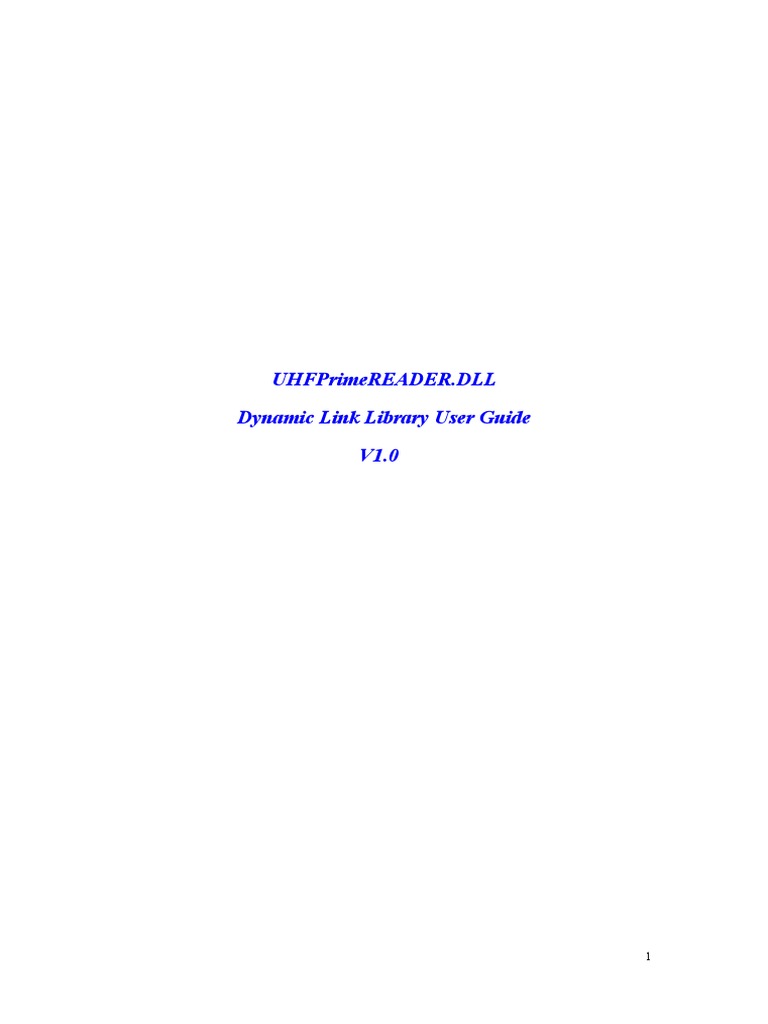 UHFPrimeREADER - DLL User Guide V1.0 | PDF | Integer (Computer Science) | Parameter (Computer ...