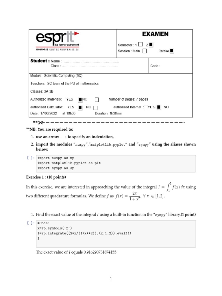 Examen - SR - Correction 2021 | PDF | Integral | Function (Mathematics)