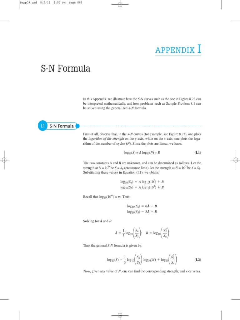 Appendice I - The S-N Formula | PDF | Logarithm | Equations