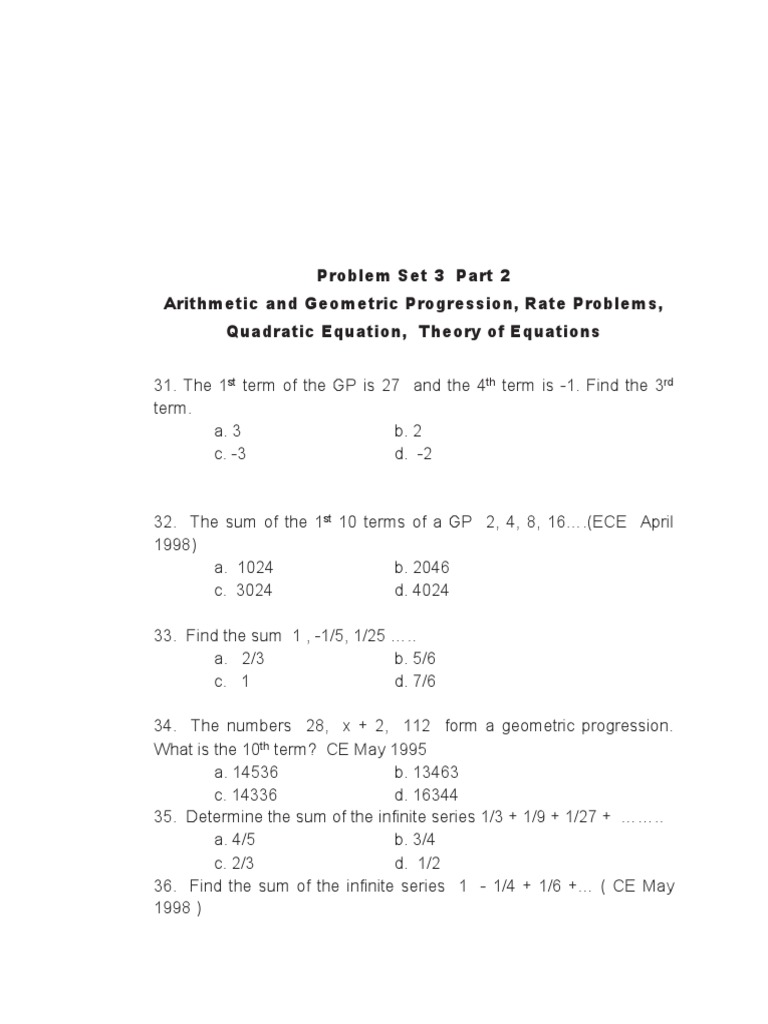 PS3-2 - Sequences Series, Rates, and Equation Theory | PDF | Mean ...
