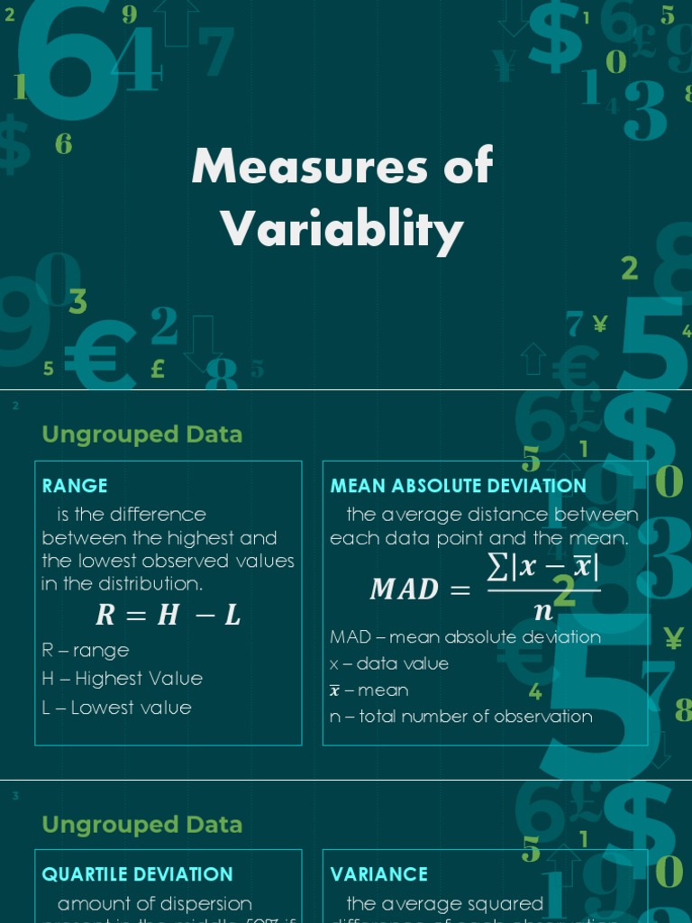 Measures of Variability 32729 | PDF | Variance | Standard Deviation