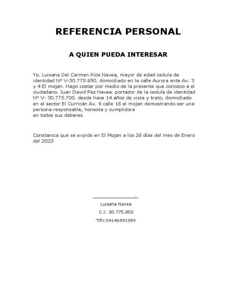 Referencia Personal | PDF