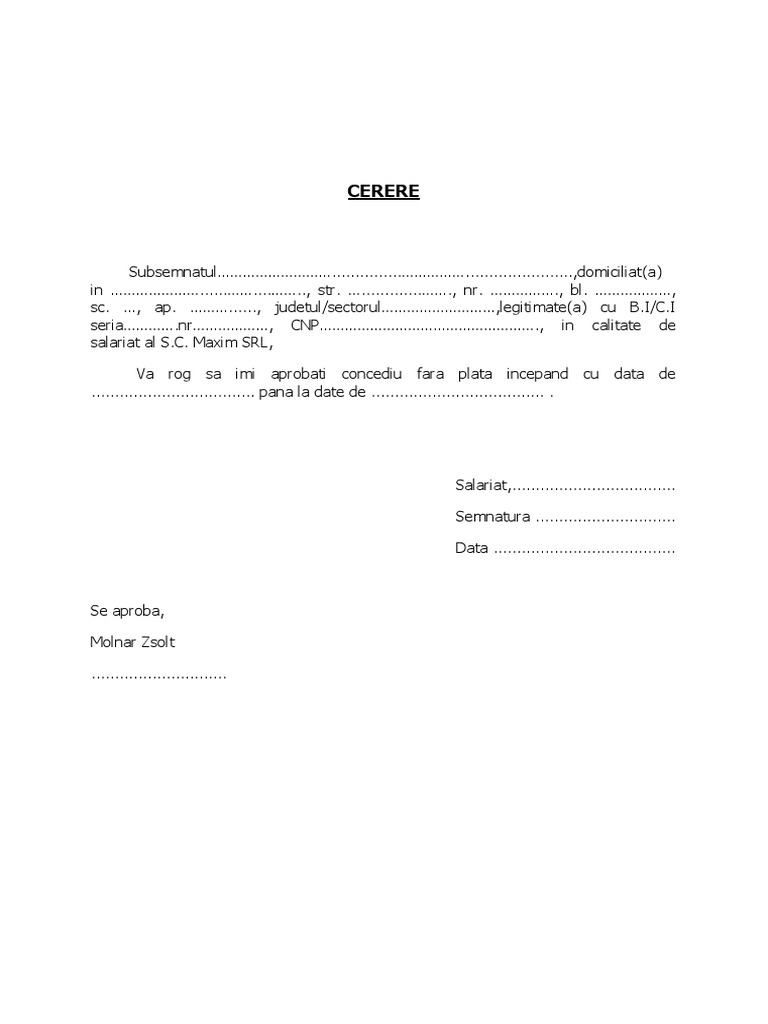 CERERE de Suspendare Fara Data | PDF