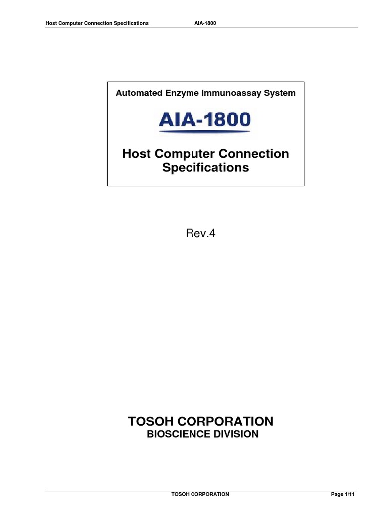 AIA-1800 Host Connection Specs | PDF | Computing | Computer Engineering