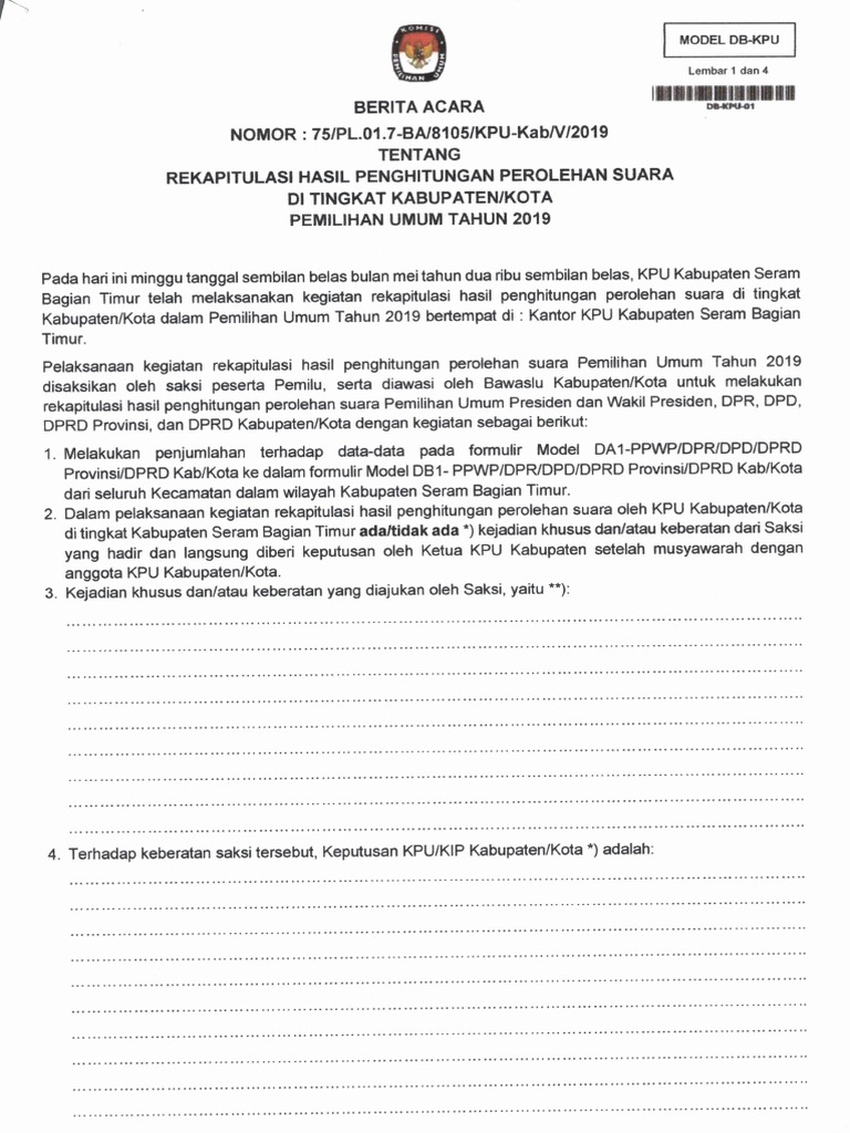 Model Db1-Dprd Kab 1 | PDF