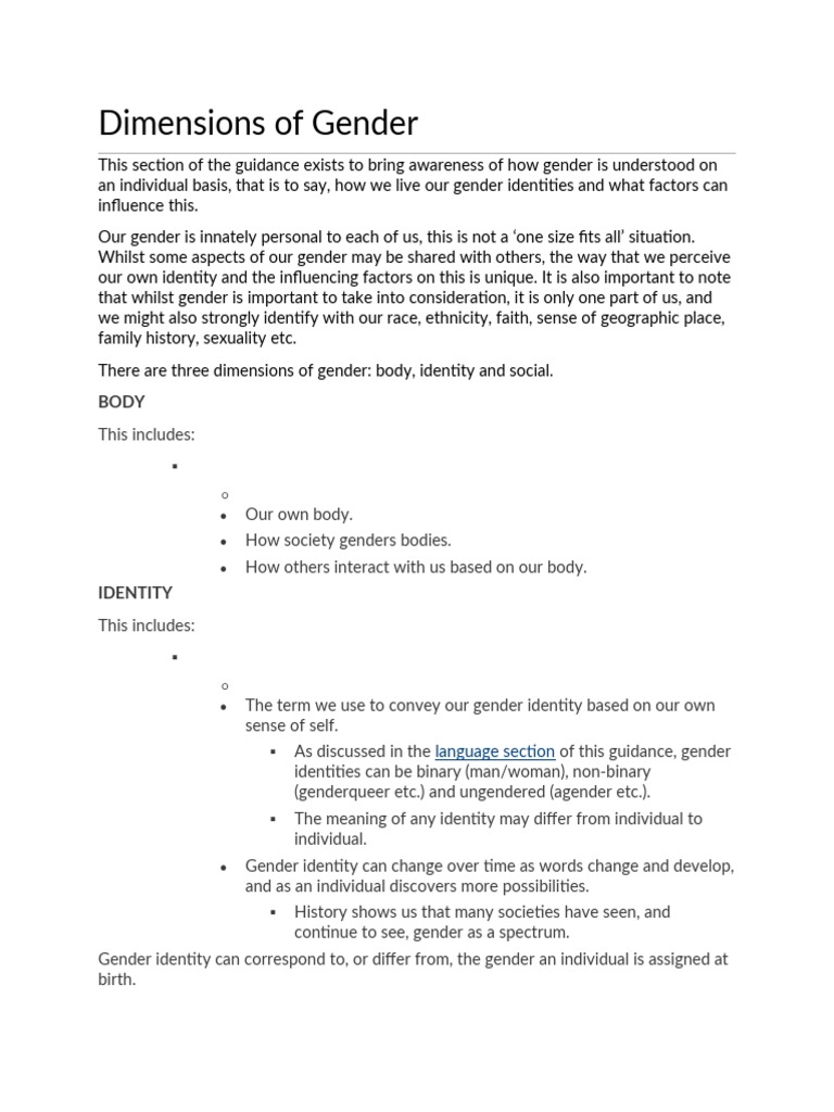 Dimensions of Gender | PDF | Gender | Gender Studies