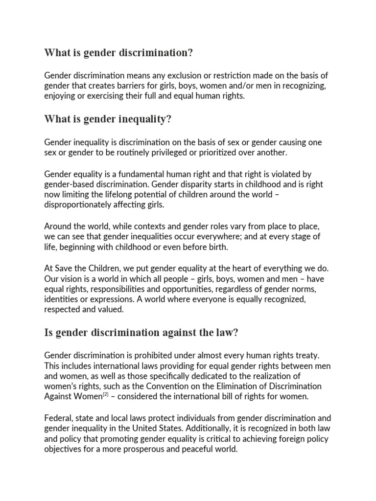 Understanding Gender Discrimination | PDF | Gender Studies | Gender ...