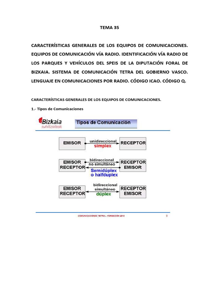 Características equipos comunicación radio DF Bizkaia TETRA GV códigos ...