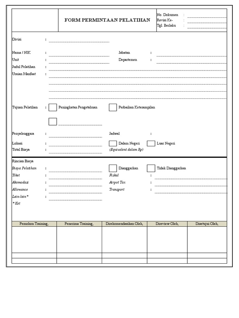 Form Permintaan Pelatihan | PDF