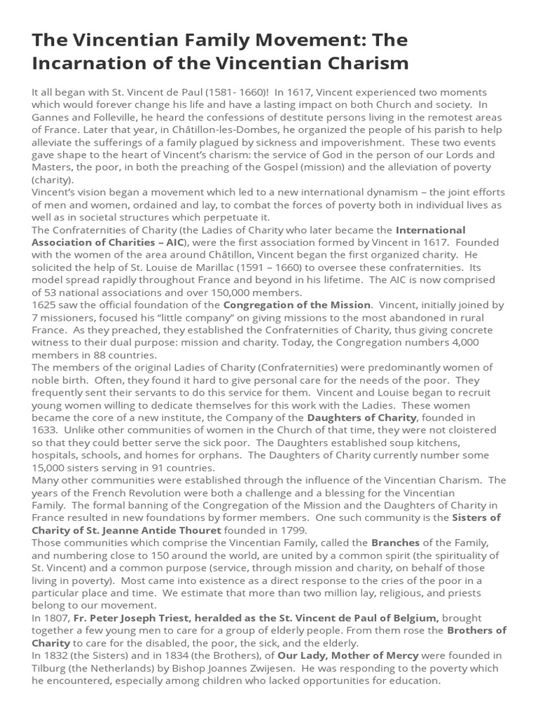 The Vincentian Family Movement | PDF | Spirituality