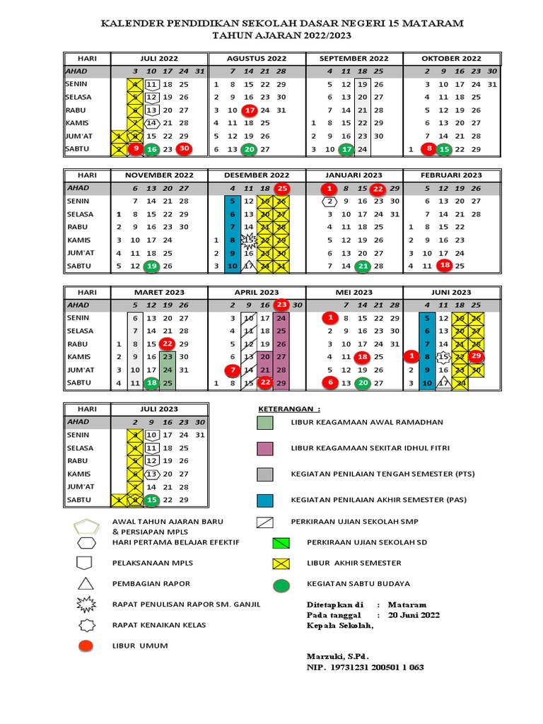 Kaldik Sekolah 2022 - 2023 | PDF