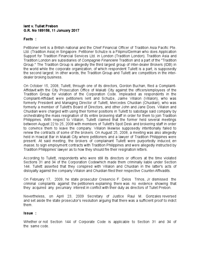 1D. Ient v. Tullett Prebon, G.R. No. 189158 | PDF | Fine (Penalty ...