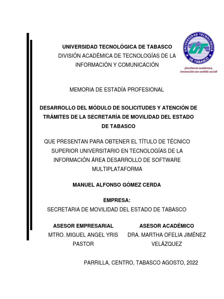 Memoria de Estadía Profesional Manuel Alfonso Gómez Cerda | PDF | Bases ...