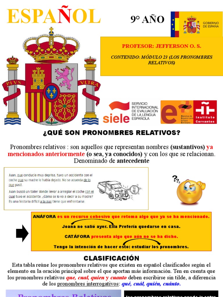 23 - ESPAÑOL 9° AÑO - Módulo 23 - Los Pronombres Relativos | PDF ...