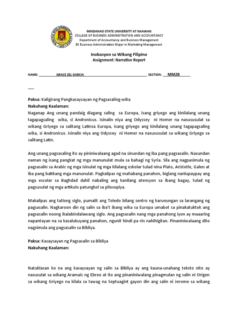 Narrative Report | PDF