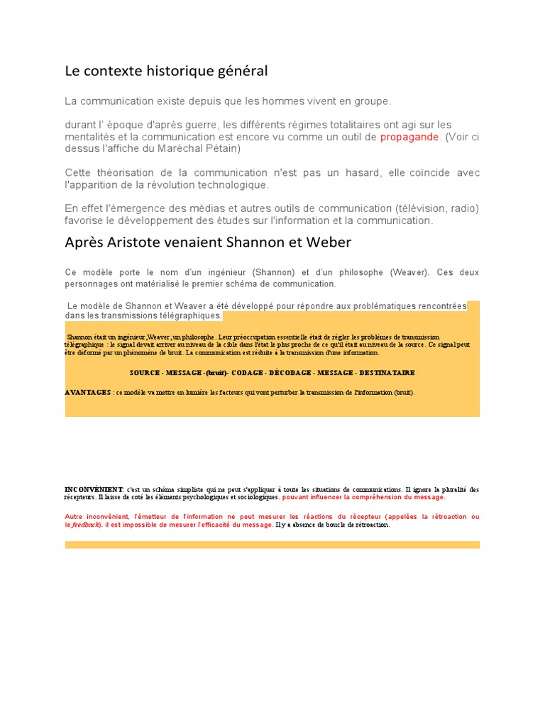 Contexte historique de la communication | PDF