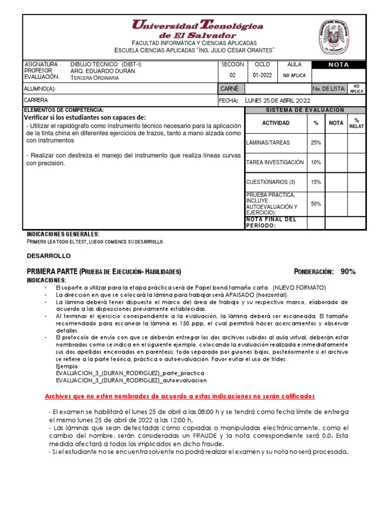 Eval 3 Dib. Téc. 02 01 2022 | PDF | Tolerancia | Evaluación