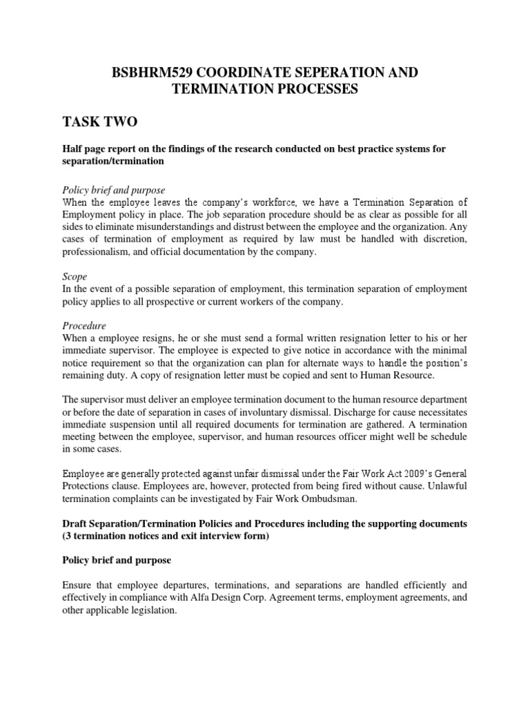 BSBHRM529 Task Two | PDF | Employment | Business