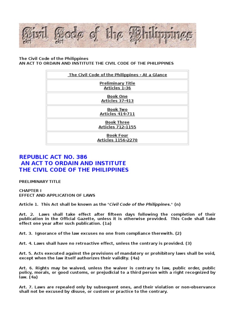 The Civil Code of The Philippines | PDF | Annulment | Marriage License
