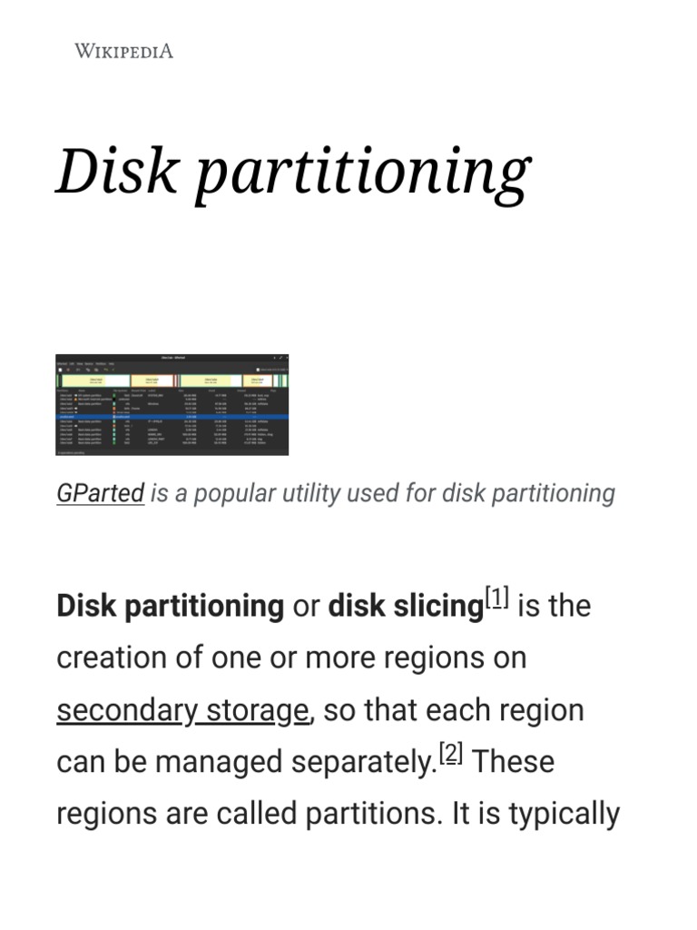 Disk Partitioning - Wikipedia | PDF | Computer Hardware | Software
