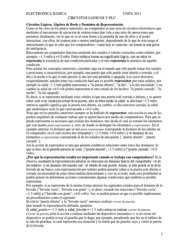 Circuitos Lógicos y PLC en Electrónica | PDF | Puerta lógica ...