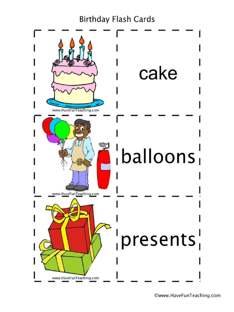 Free Birthday Flash Cards 1 | PDF