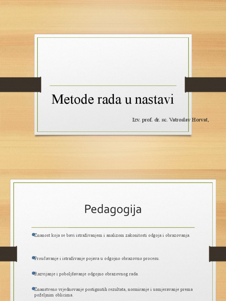 Metode Rada U Nastavi.2 | PDF