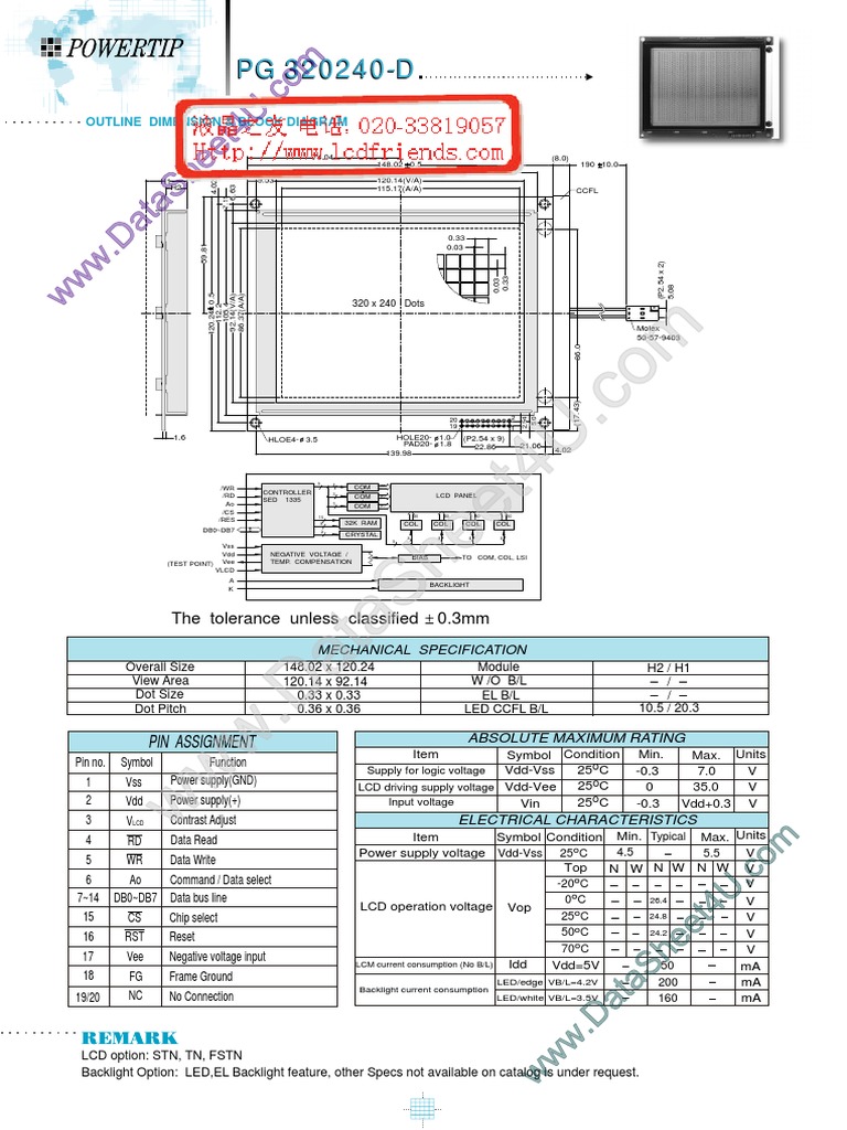 pg320240d POWERTIP | Download Free PDF | Liquid Crystal Display | Backlight