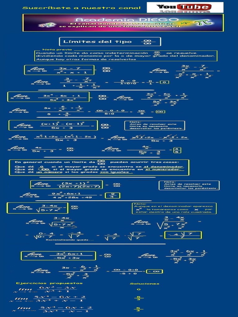 1.1 - Limites Infinito Partido Infinito | PDF