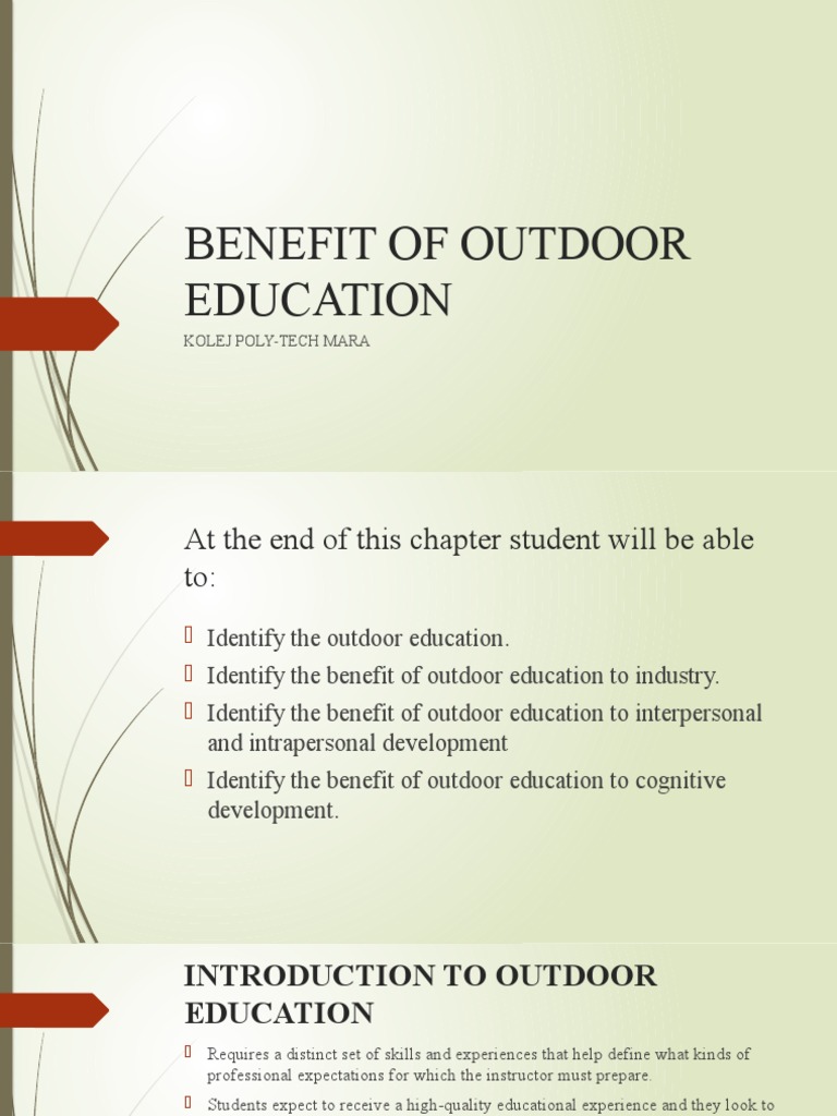 Benefits of Outdoor Education | PDF | Learning | Attitude (Psychology)