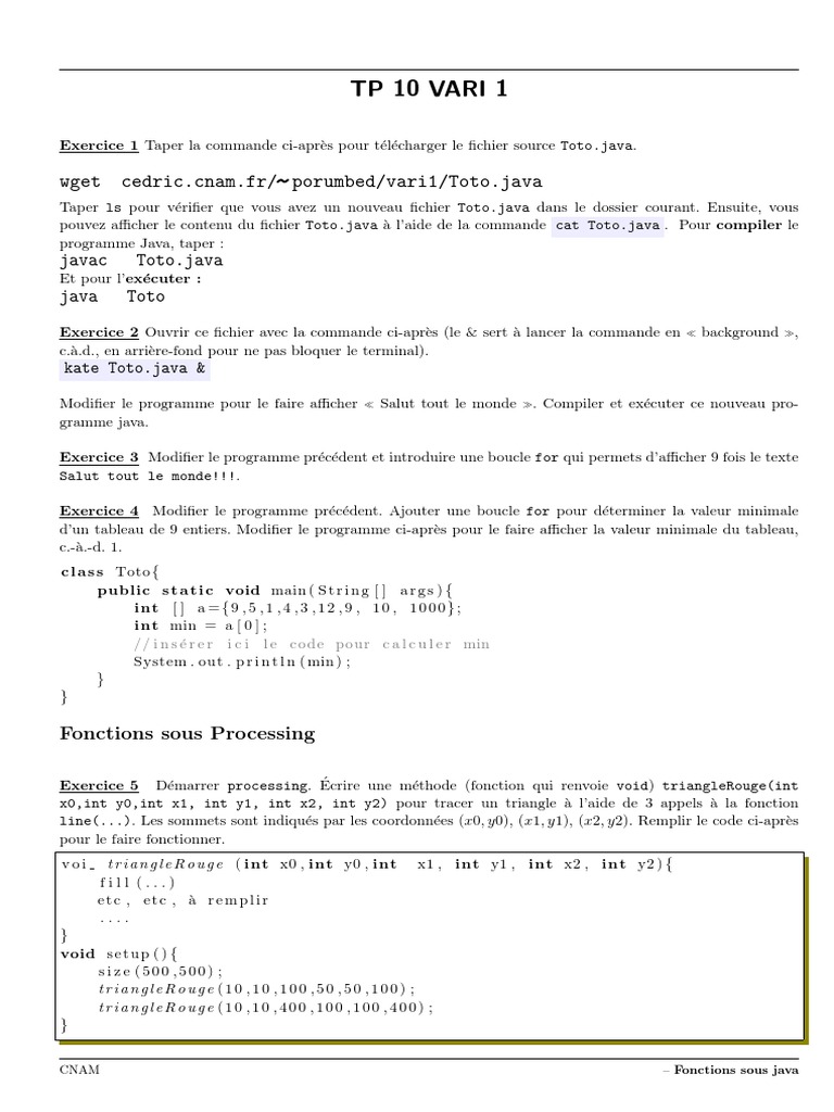 TP Java : Exercices de programmation | PDF | Java (Langage de ...