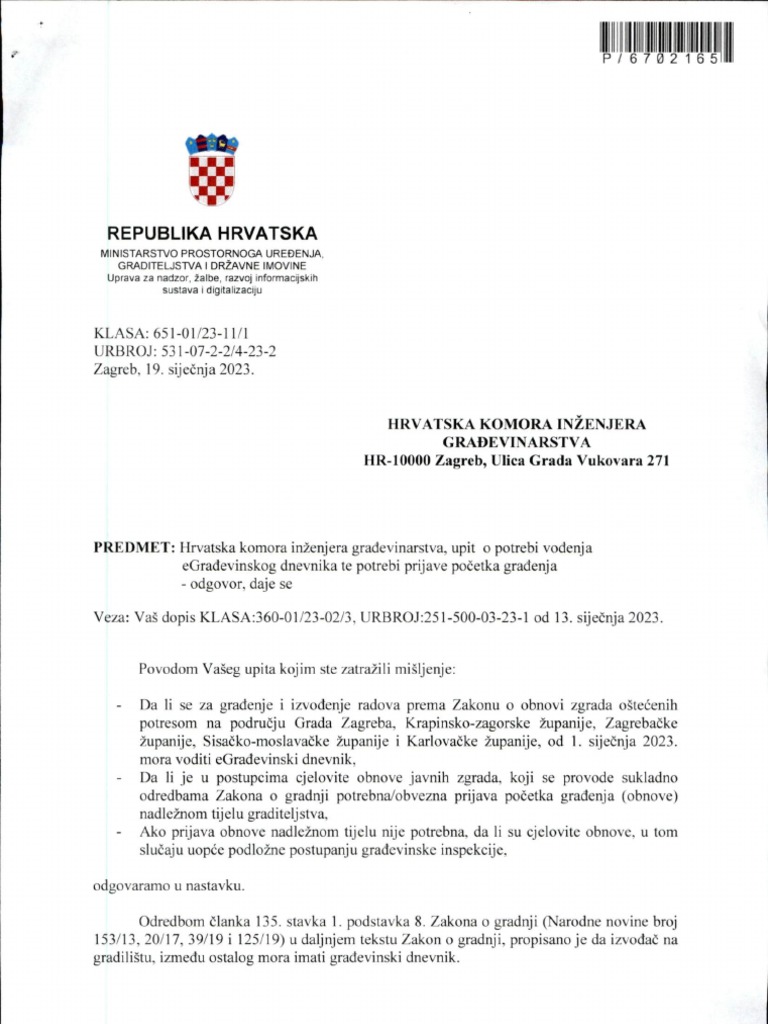 HKIG-eGradevinski Dnevnik Potreba Vodenja I Potreba Prijave Pocetka ...