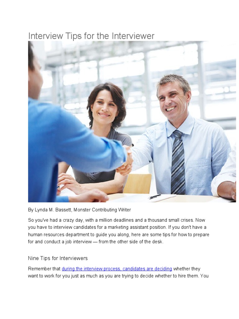 Interviewer Tips | PDF | Job Interview | Communication