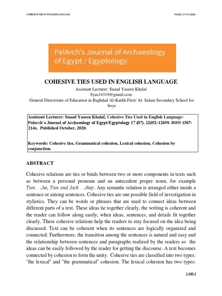 Cohesive Ties Used in English Language | PDF | Lexicon | Word