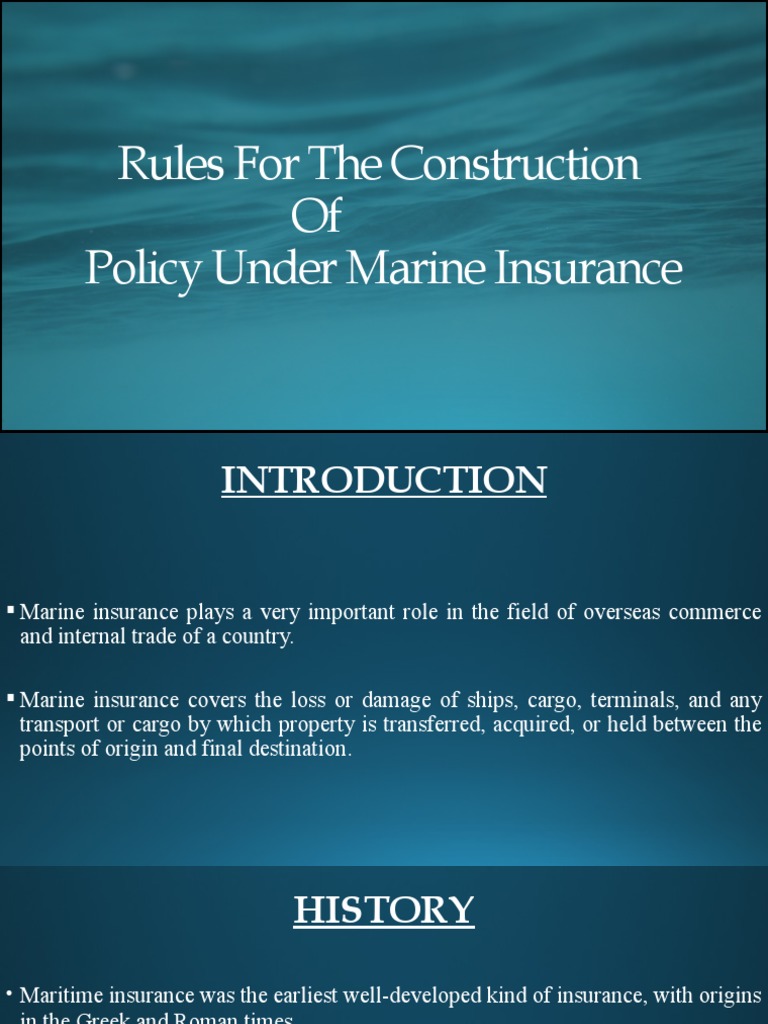 Rules For The Construction of Policy Under Marine Insurance | PDF ...