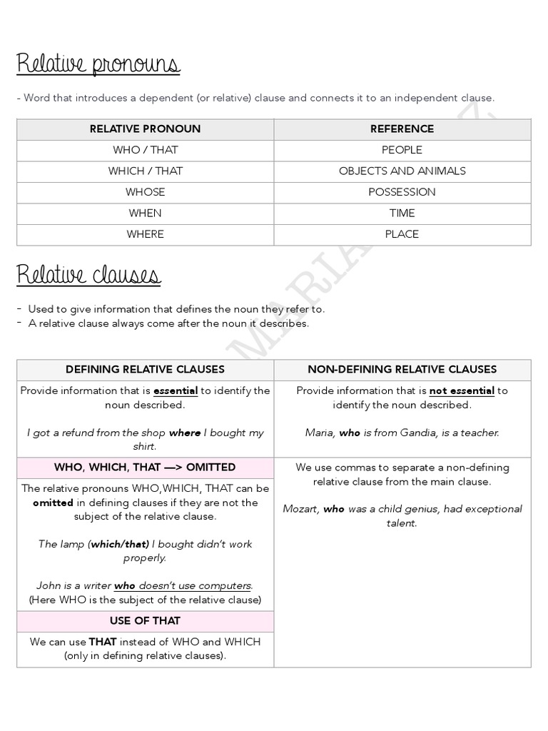Relative Clauses | PDF | Clause | Subject (Grammar)