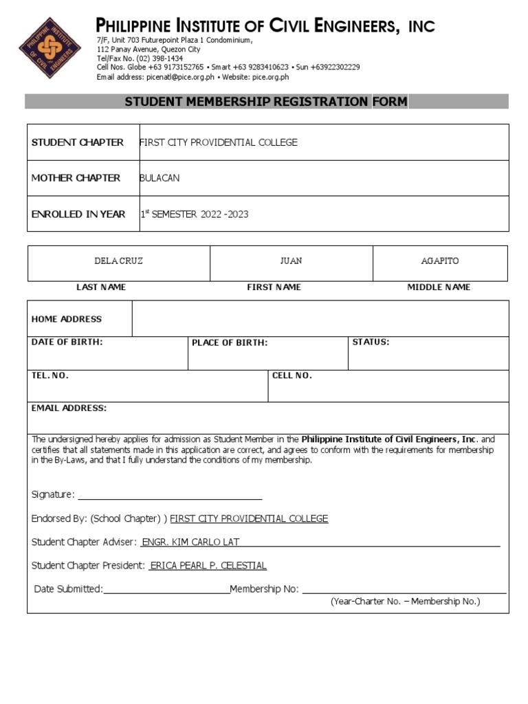 Sample Membership Form | PDF