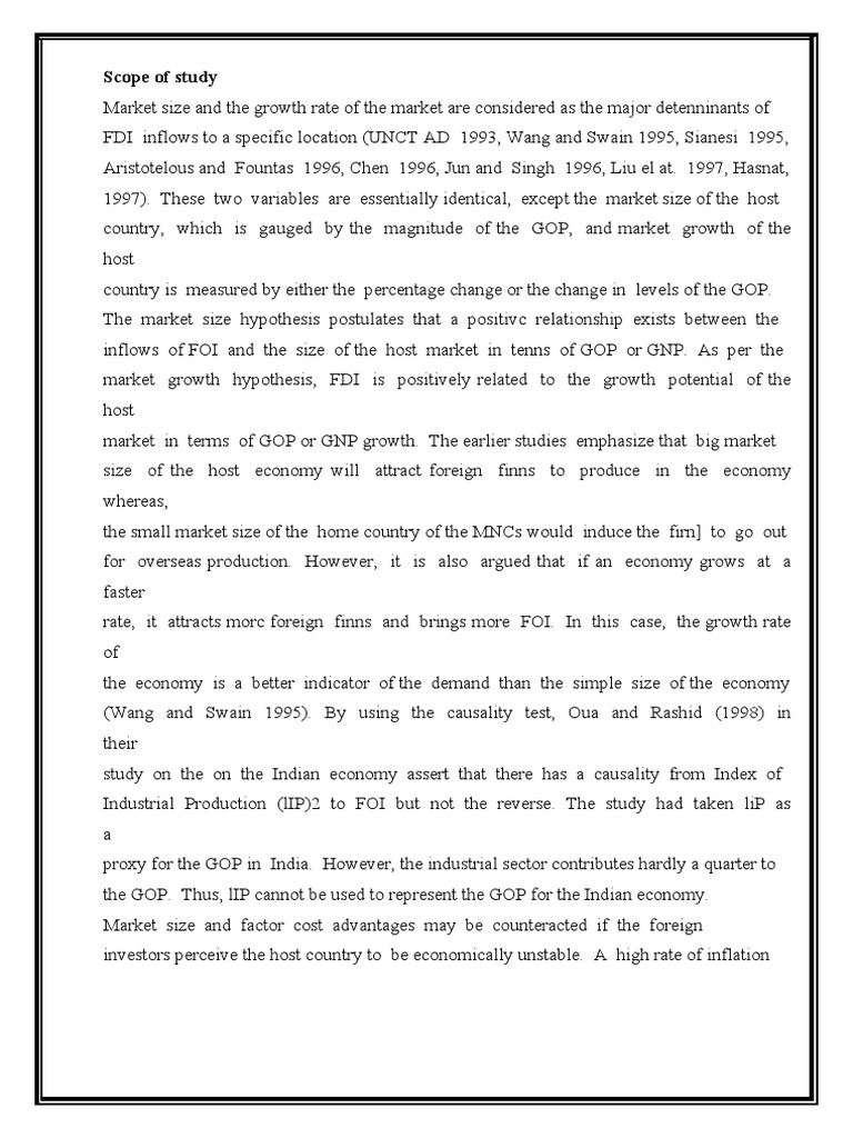Scope of Study | PDF | Foreign Direct Investment | Balance Of Payments