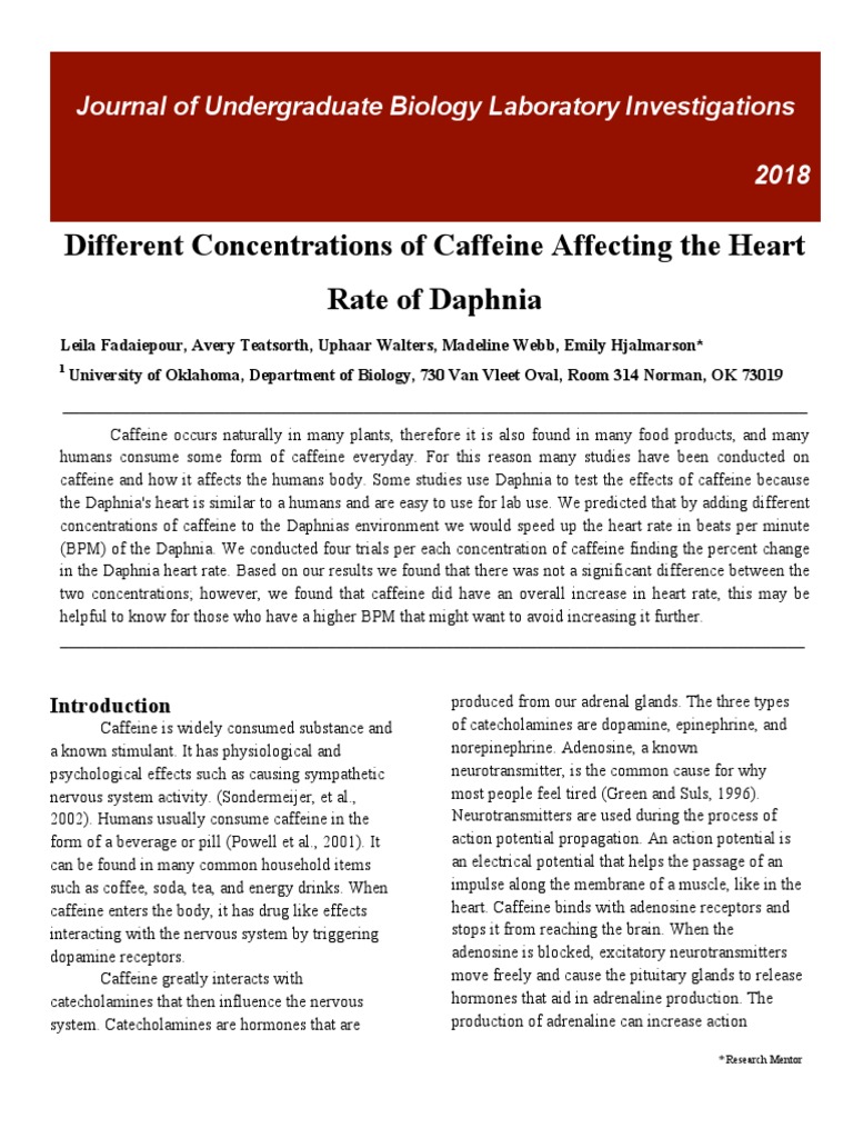 Different Caffeine Concentrations Affect Daphnia Heart Rates | PDF ...