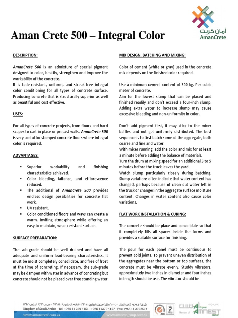Integral-Color-TDS | PDF | Concrete | Structural Engineering