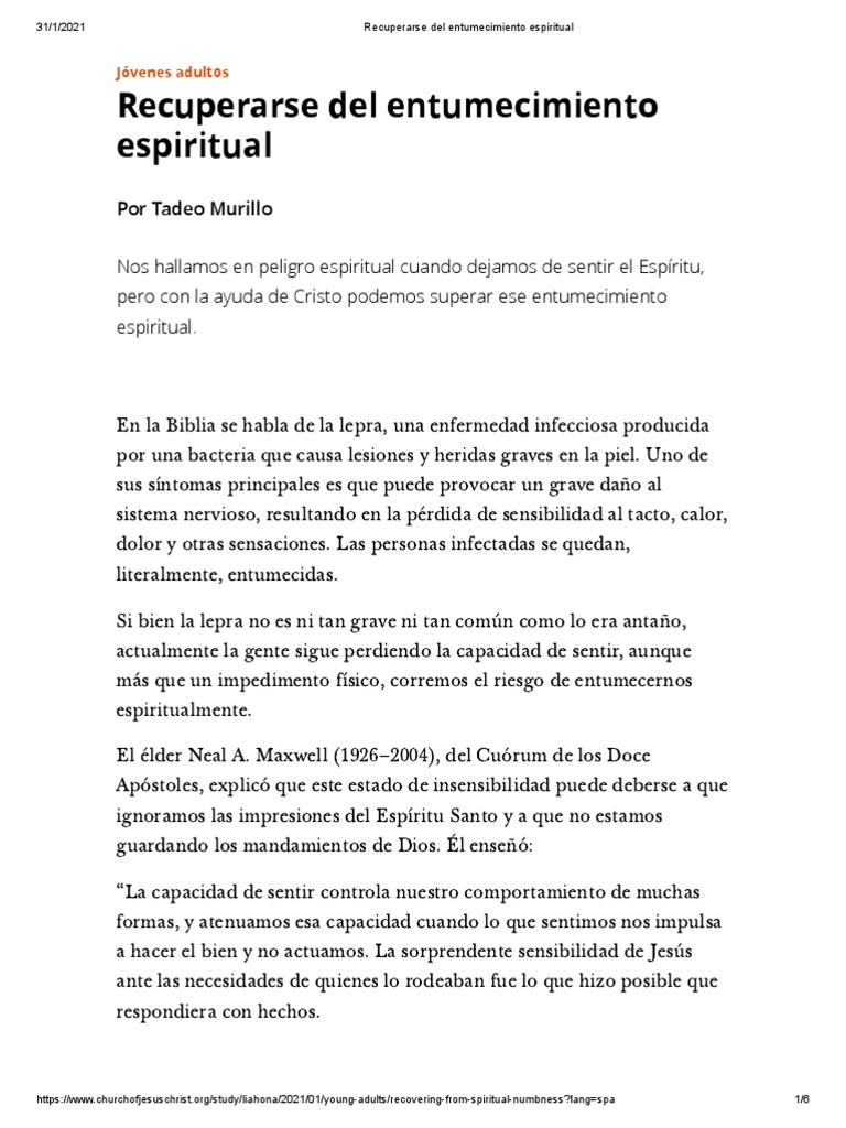Superar el entumecimiento espiritual | PDF | espíritu Santo | Alma