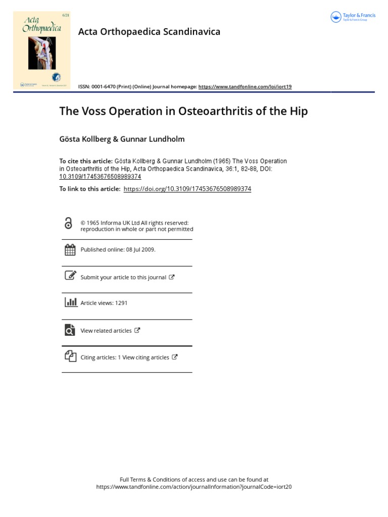 The Voss Operation in Osteoarthritis of The Hip | PDF